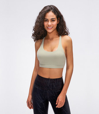 Fitness Sexy Lulu Cross Back Padded Custom Logo Workout Women's Solid Color Sports Bra Top