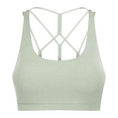 Fitness Sexy Lulu Cross Back Padded Custom Logo Workout Women's Solid Color Sports Bra Top