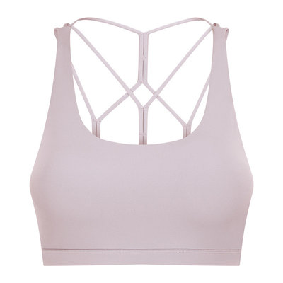 Fitness Sexy Lulu Cross Back Padded Custom Logo Workout Women's Solid Color Sports Bra Top