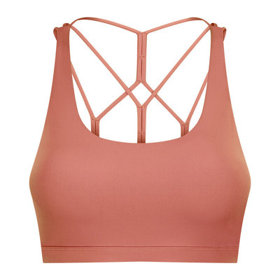 Fitness Sexy Lulu Cross Back Padded Custom Logo Workout Women's Solid Color Sports Bra Top