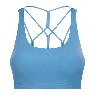 Fitness Sexy Lulu Cross Back Padded Custom Logo Workout Women's Solid Color Sports Bra Top