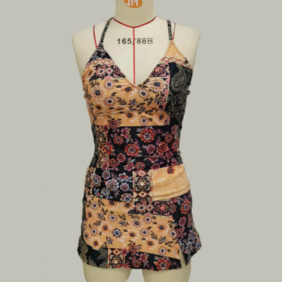 Floral Printing Backless Straps Vest Skirt Tankini Swimwear Ladies Swim Suits