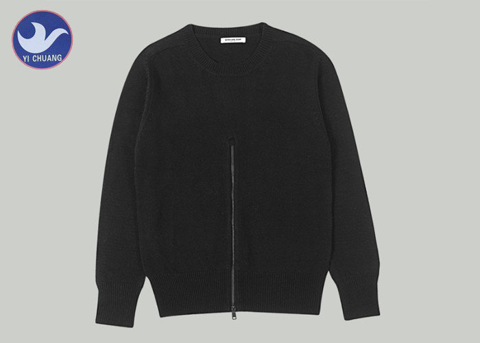 Custom Men's Knit Pullover Sweater , Mens Half Zip Jumper / Pullover Bottom Open