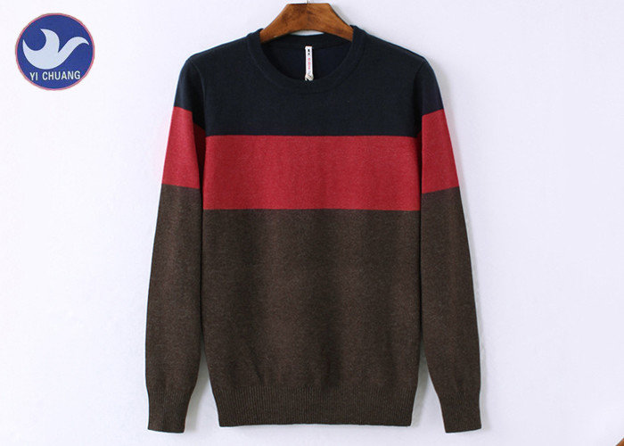 One Big Stripe Men's Knit Pullover Sweater OEM Plain Acrylic Knitted Apparel
