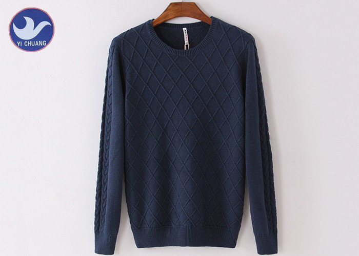 Diamond Knitting Body Men's Knit Pullover Sweater Cable Sleeves Confortable Clothing 