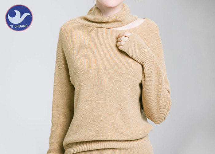 Neck Seam Slit High Neck Sweater Women's , Oversized Pullover Sweater Casual Loose Fitting