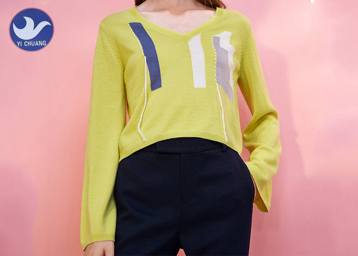 Long Sleeves Crew Neck Sweater Womens Embroidered Spring Clothing Multi Size