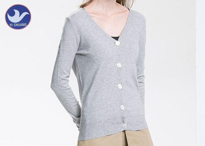 Front / Back V Neck Womens Knit Cardigan Sweaters Buttons Brief Knitwear For Spring / Autumn 