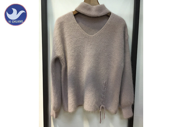 V And Mock Neck 2 In 1 Womens Knit Pullover Sweater For Spring Eco - Friendly