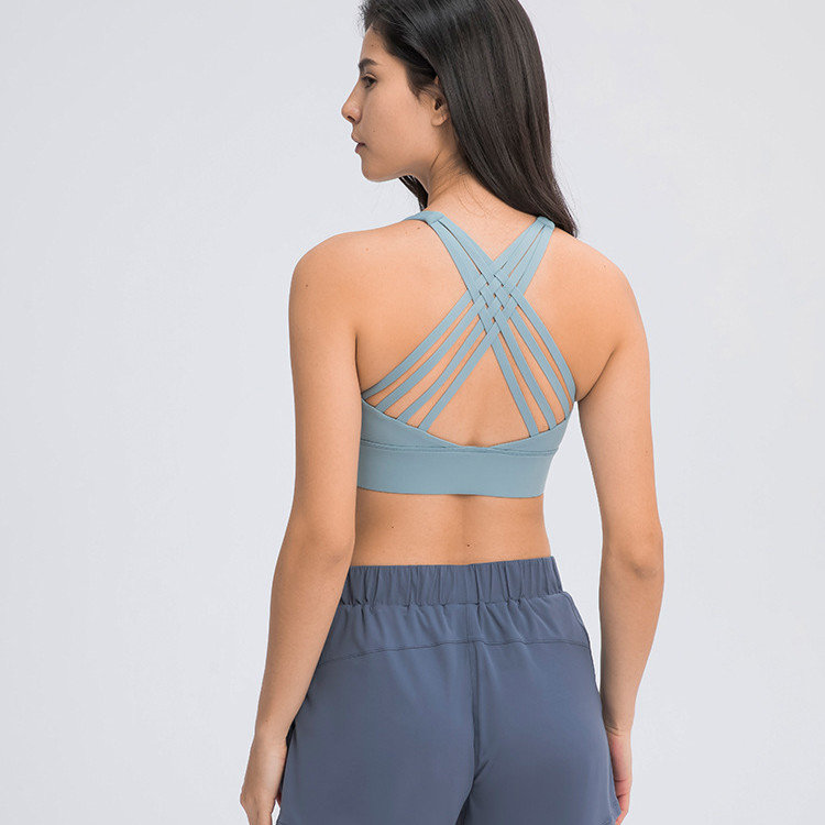 Fashion Cross Tapes Back High Impact Push Up Unique Sports Bra Gym Wear Women
