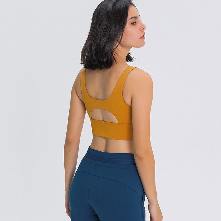 Lady Sexy Hollow Back High Quality Full Support Push Up Sports Bra High Sport Bra Yoga