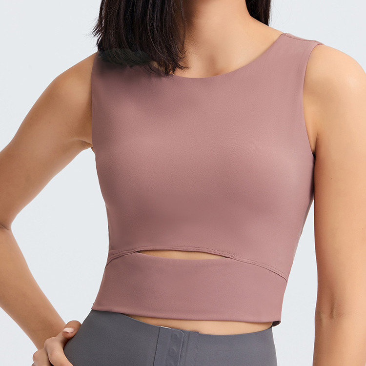 Open Front Waist Fitness Apparel Women 's Sports Tanks Top Gym Fitness Running Vest Padded