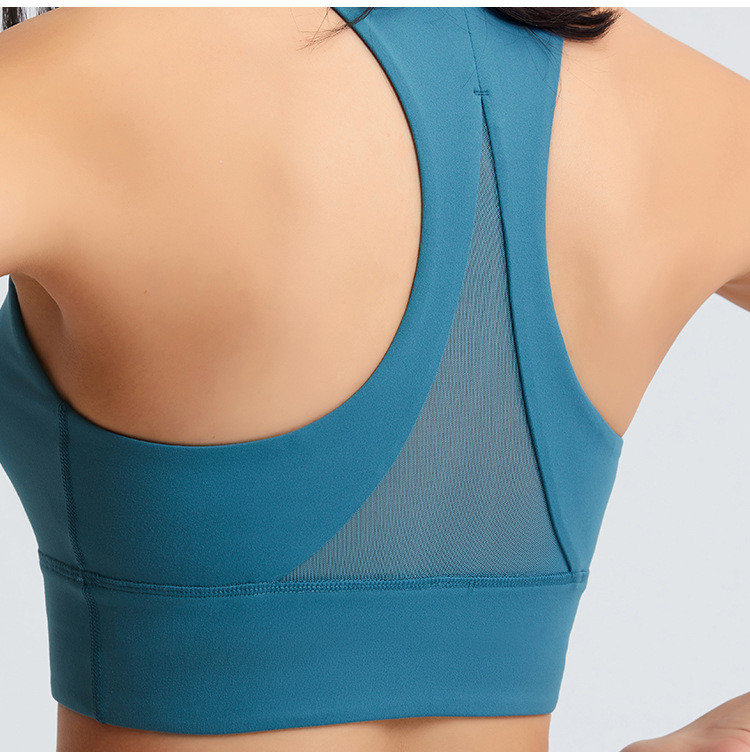 New Design Removable Pads Mesh Triangle Beauty Back Womens High Support Sports Bra Top Fitness 2022