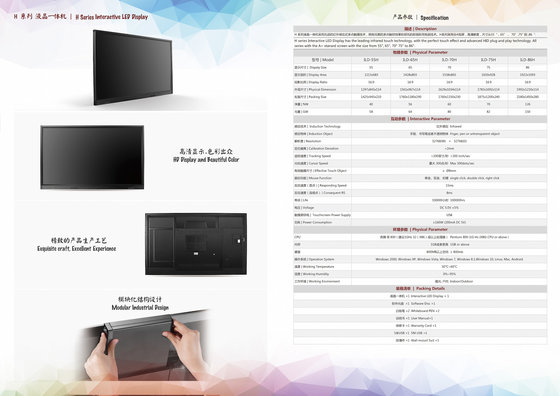 Interactive LED touch panel, LCD touch screen, smart LED touch screen with OPS