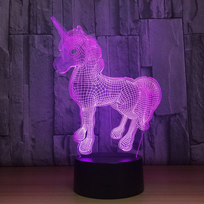 3D acrylic children night light,special promotion gift, unicorn night light 3d led lamp