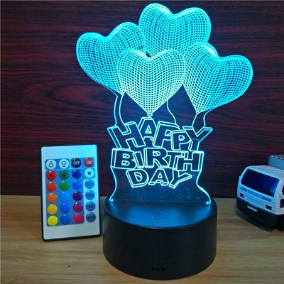 Bedroom decor 3D LED RGB 7 colors changing illusion visual desk lamp night light in bulk