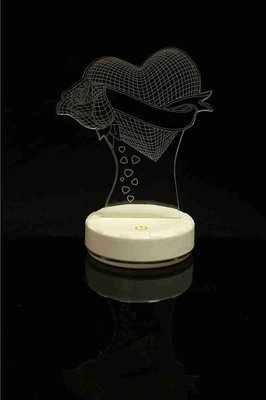 Acrylic heart shape LED 3D Visual Lamp manufacture love heart shape 3d led mini night light for kids gift