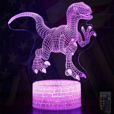Red Color Kids Christmas Gift Birthday Toy Dinosaur Night Lights 3D Illusion Lamp Animal Light Led Lamp