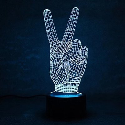 Hot sale 3D LED Illusion Victory Gesture Touch Control 7 Colors Change Night Light with USB Charger For Kids Christmas