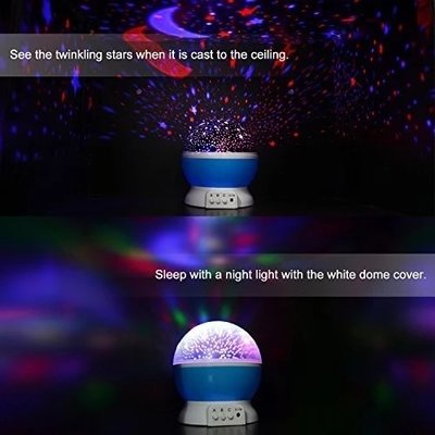 Romantic Dreaming 4 LED Bulbs 8 Modes Moon Stars Projector Night Light for Kids Bedroom