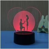 Love & Heart Shape LED 3D Optical Illusion Smart 7 Colors Night Light Table Lamp with USB Cable wholesale