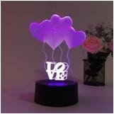 Home decorate 3D Illusion Sweet heart  Plug Powered Dimmable LED Desk Lamp Night Light Wholesales