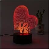 Acrylic heart shape LED 3D Visual Lamp manufacture love heart shape 3d led mini night light for kids gift