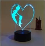 Hot sales Home decorate 3D Illusion Sweet heart  Plug Powered Dimmable LED Desk Lamp Night Light  for gift