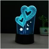 Hot sales Home decorate 3D Illusion Sweet heart  Plug Powered Dimmable LED Desk Lamp Night Light  for gift