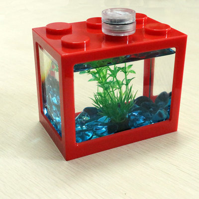 Small Fancy Tropical Mini Fish tank with led lighting at night supplier