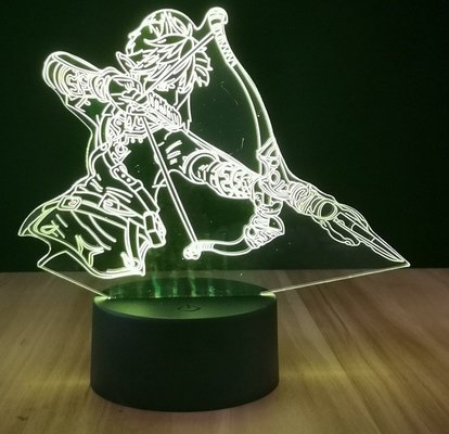 3D Visual Illusion LED Reading Lamp Wooden Bent Stand Acrylic Lampshade Table Desk Night Light