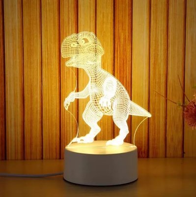 3D Visual Illusion LED Reading Lamp Wooden Bent Stand Acrylic Lampshade Table Desk Night Light