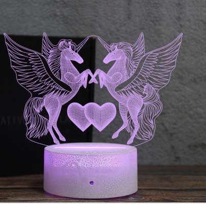 Amazing Customized Color Changing Lucky Unicorn Design lamp 3D Visual LED Night Light