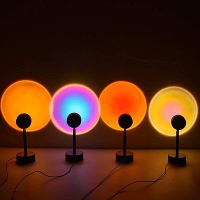 USB Charging Night Light 180 Degree Rotation Rainbow Sunset Projection LED Table Lamp for Living Room Bedroom Decor