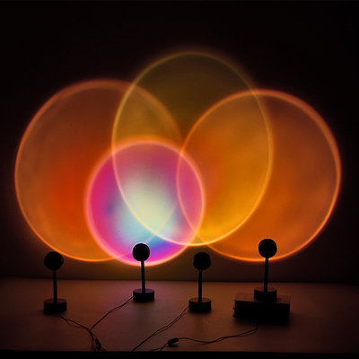 2021 Sunset Rainbow Projection Light Atmosphere Night Light Lamp Usb Home Decoration Room Laser Mini Sunset Projection