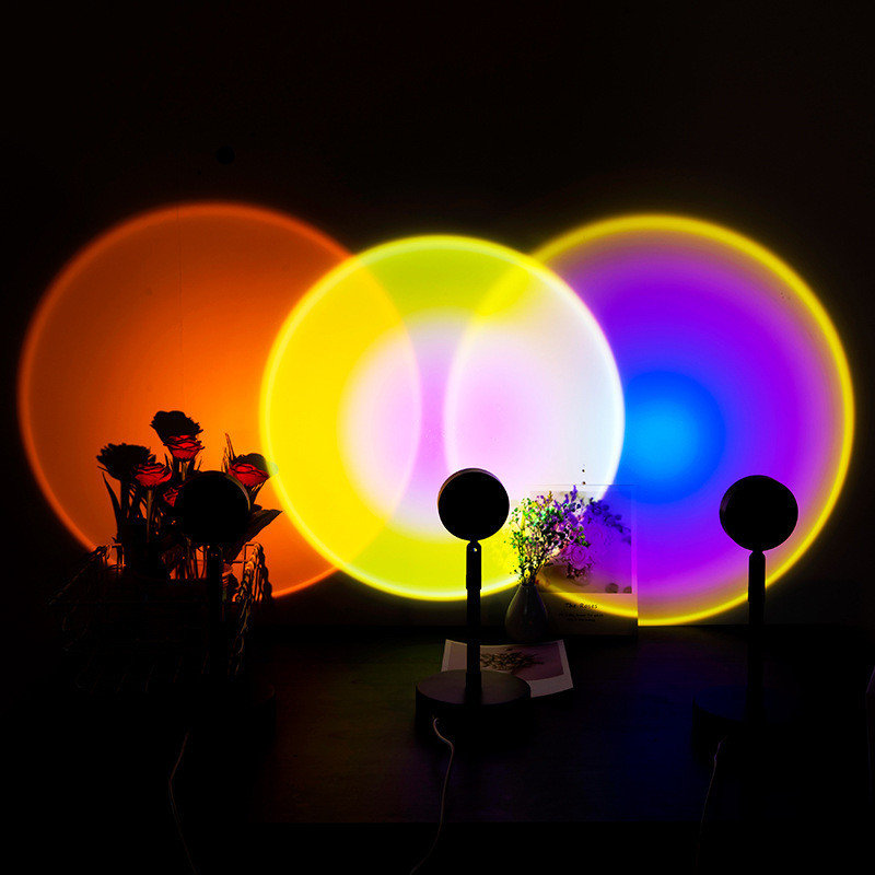 Sun Sunset Rainbow Projection Light Atmosphere Night Light Lamp USB Home Decoration Laser Mini Sunset Projector Lamp