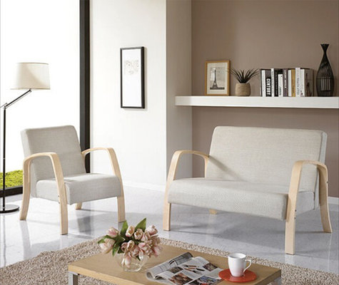 TED single and double sofas-linen cover-Ikea style birch bentwood