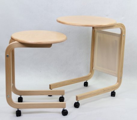 side tables with casters-Ikea style birch bentwood indoor furniture