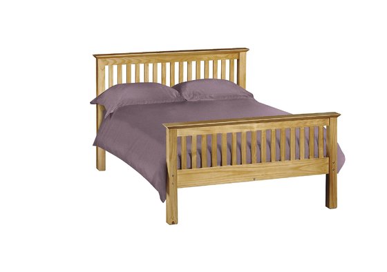 modern double bed pine wood