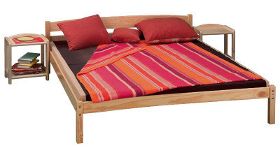 modern double bed pine wood