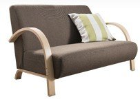 double sofa-linen cover-Ikea style birch bentwood indoor furniture