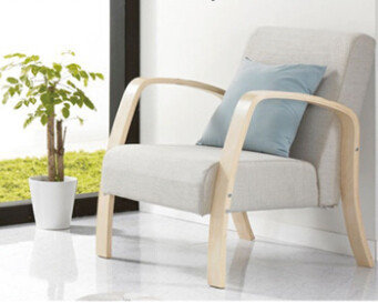 single sofa-linen cover-Ikea style birch bentwood indoor furniture