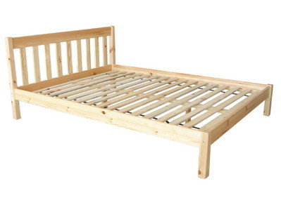 modern double bed pine wood