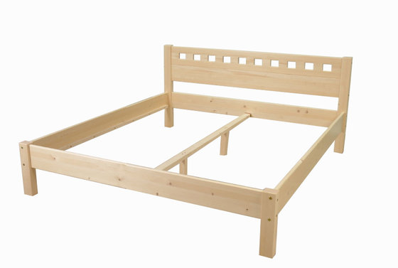 modern double bed pine wood