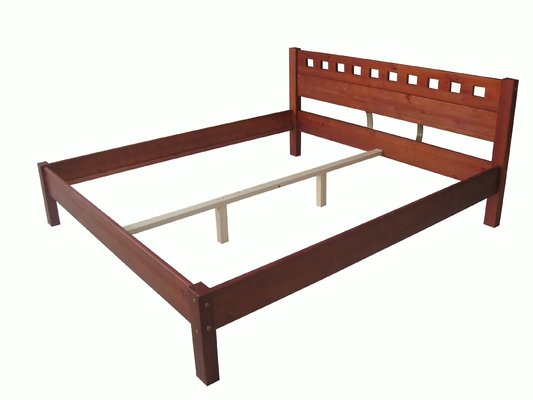 modern double bed pine wood