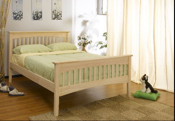 modern double bed pine wood
