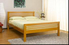 modern double bed pine wood