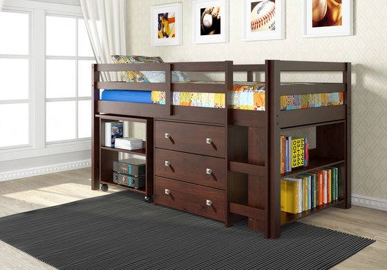 modern bunk bed pine wood
