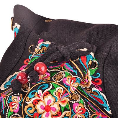 2016 new design peony flower colorful enthnic embroidery backpack form factory