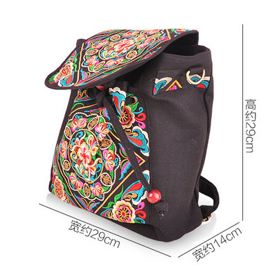 2016 new design peony flower colorful enthnic embroidery backpack form factory